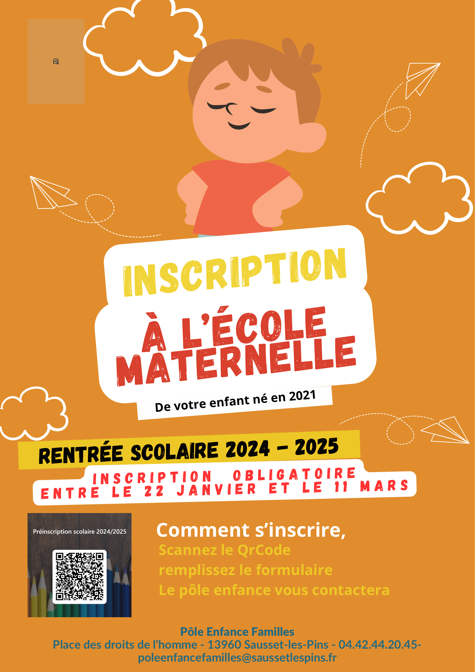 Inscription Maternelle rentrée scolaire 2024/2025 | Sausset-les-Pins